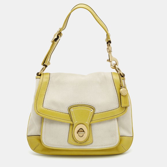 Coach | Bags | Coach Limecream Canvas And Leather Legacy Ali Hobo ...
